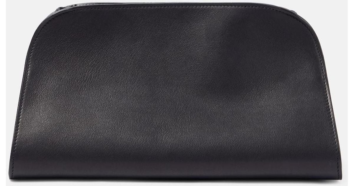 The Row Peggy Small Leather Shoulder Bag in Black | Lyst UK