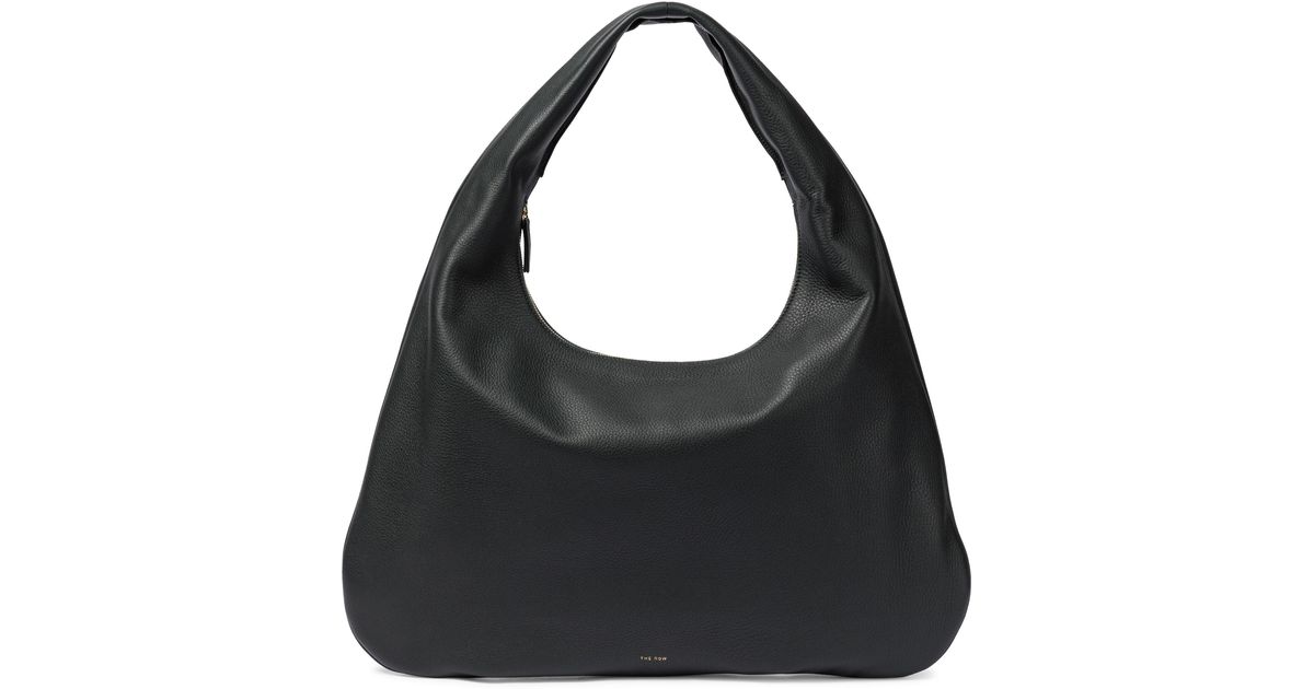The Row Everyday Medium Leather Shoulder Bag in Black | Lyst