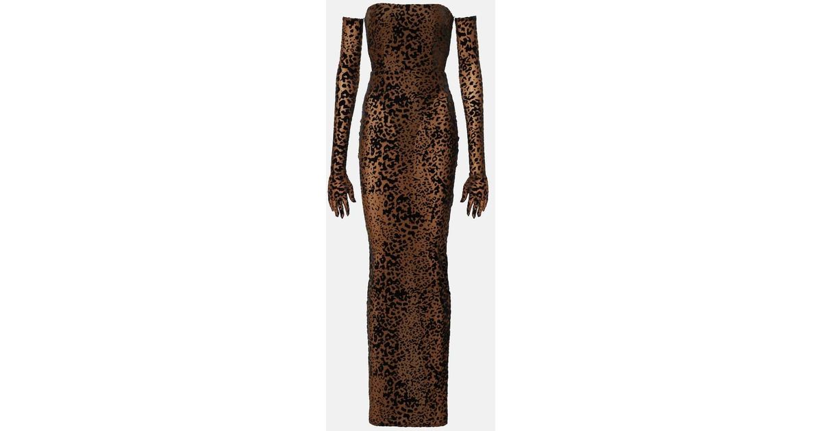Alex Perry Leopard-Print Corset Gown in Brown | Lyst
