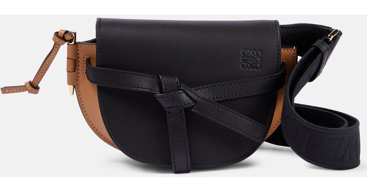 Loewe Gate Dual Mini Leather Shoulder Bag in Black | Lyst