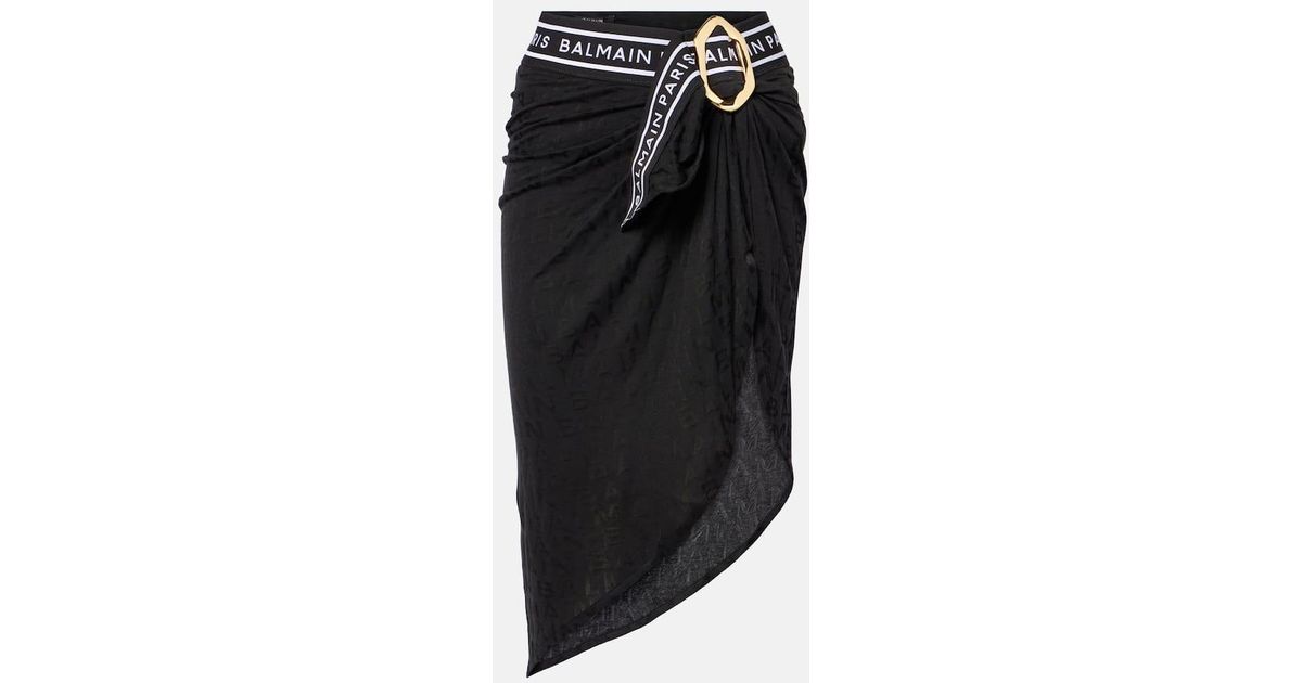 Balmain Logo Beach Cover-Up in Black | Lyst
