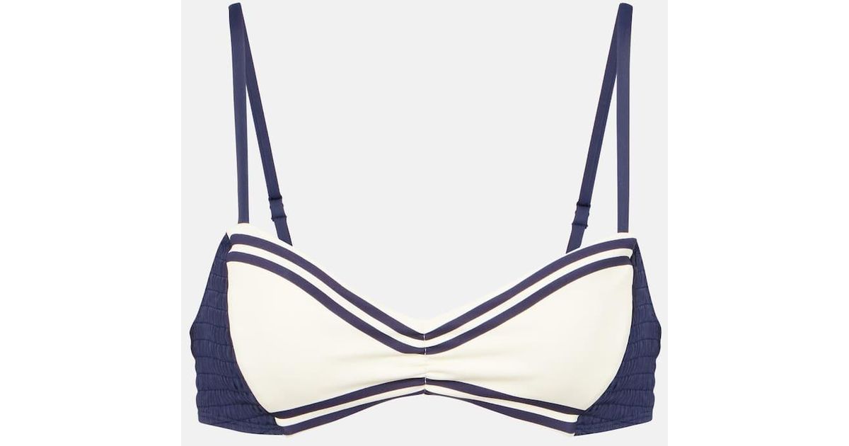 ALÉMAIS Marine Smocked Bikini Top in Blue | Lyst