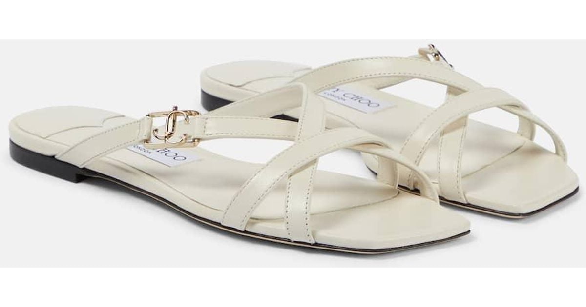 Jimmy Choo Jess Leather Sandals in White | Lyst