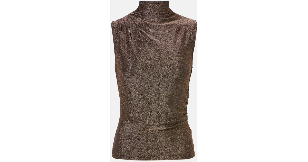 Veronica Beard Mylie Glitter Jersey Top in Brown | Lyst UK