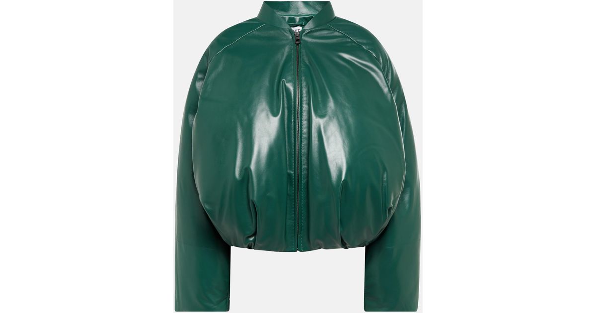 Loewe Padded Leather Bomber Jacket in Green | Lyst Canada
