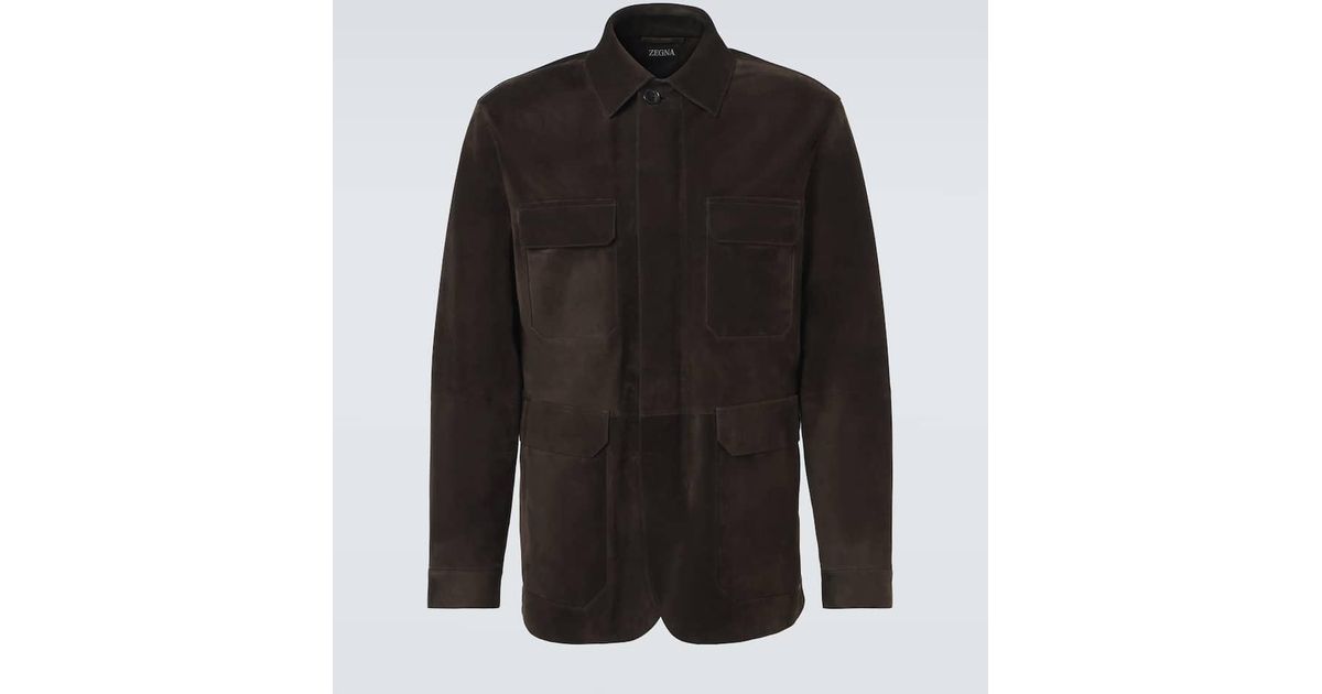 ZEGNA Leather Field Jacket in Black for Men | Lyst