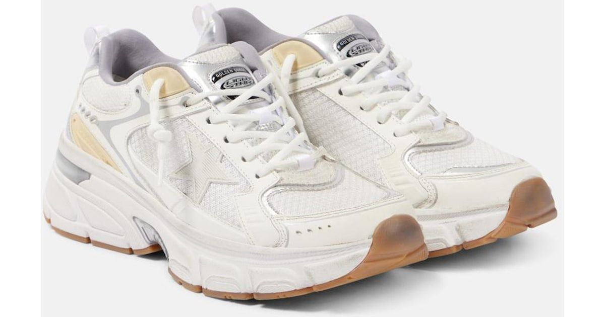 Golden Goose Lightstar Leather And Mesh Sneakers in White | Lyst