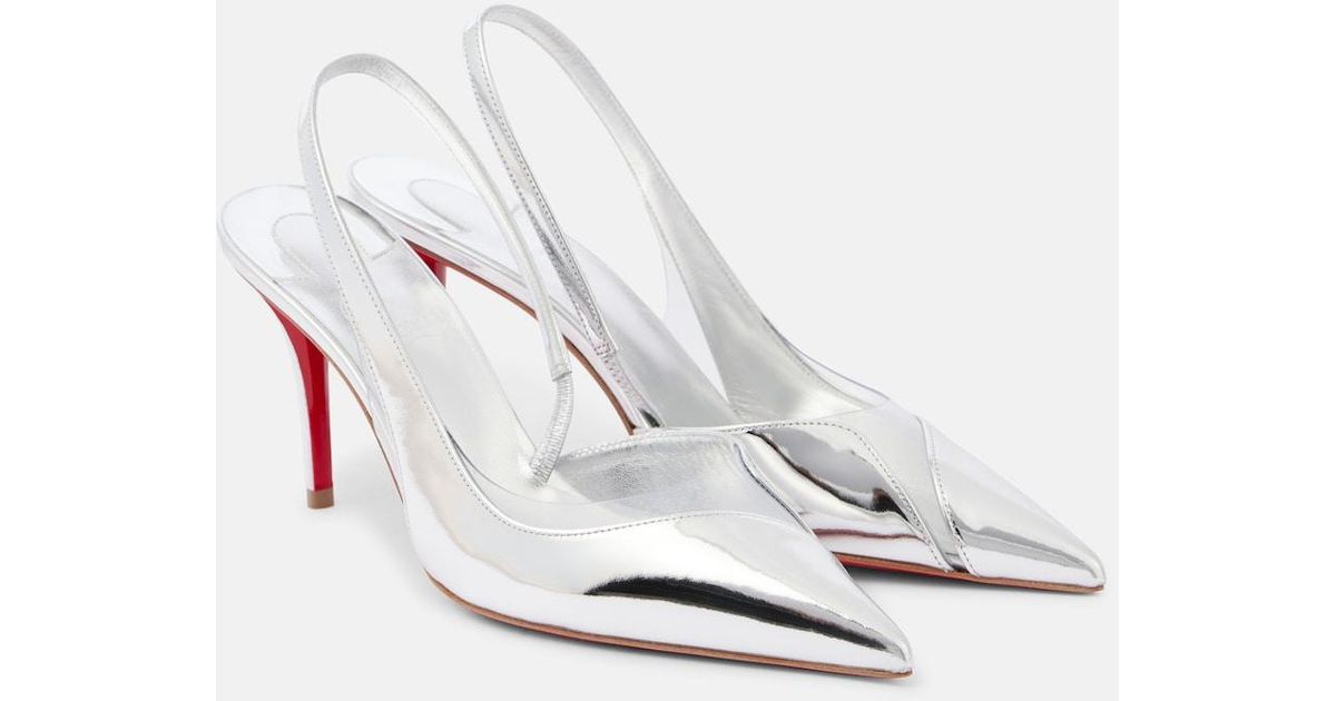 Christian Louboutin Posticha 80 Metallic Leather Slingback Pumps in ...