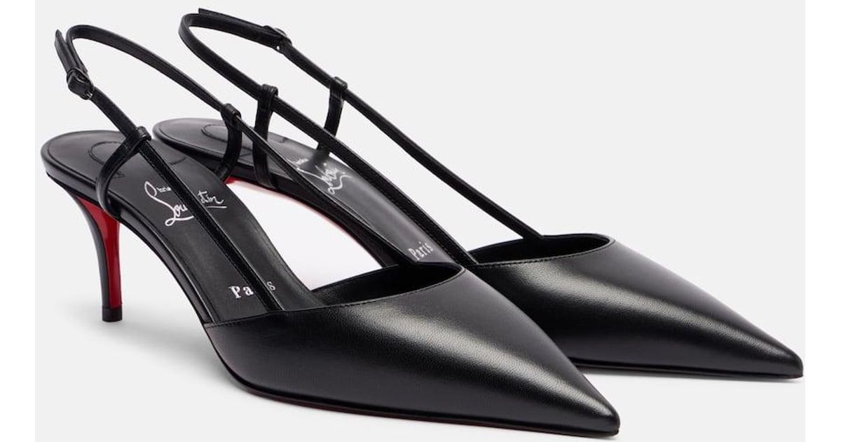Christian Louboutin Miss Z Sling 60 Leather Slingback Pumps in Black | Lyst
