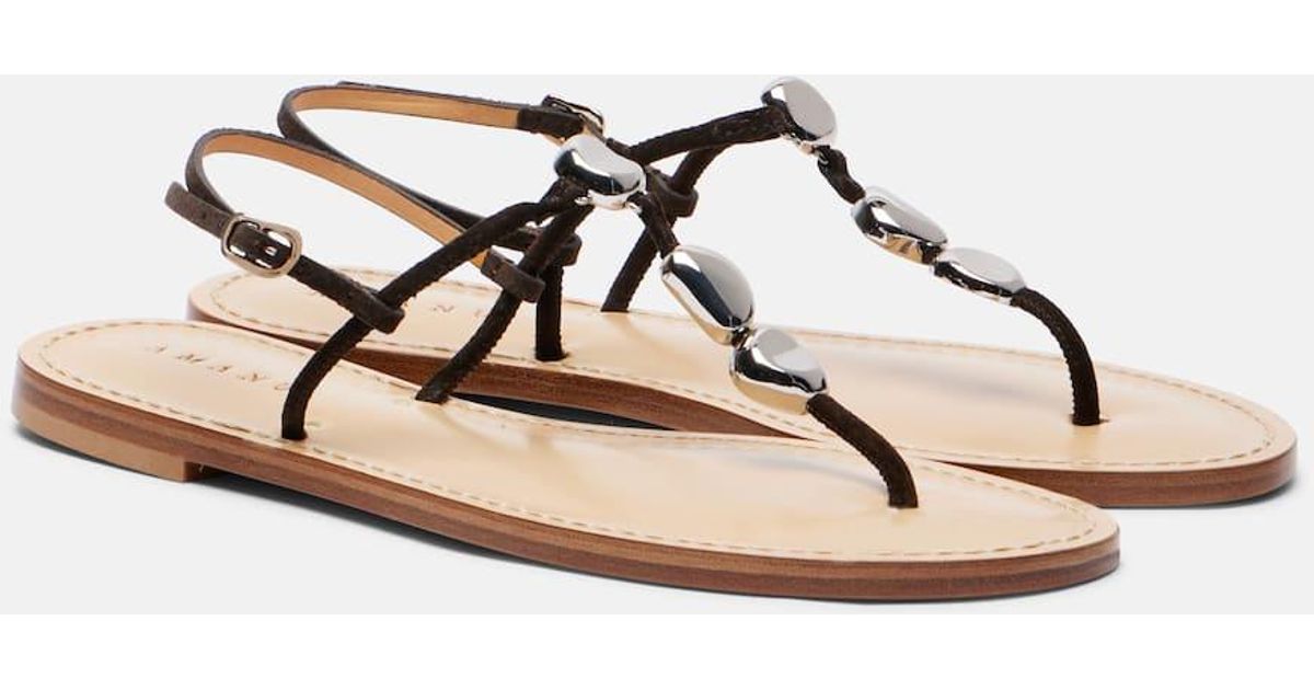 Amanu Nairobi Suede Sandals in Brown | Lyst