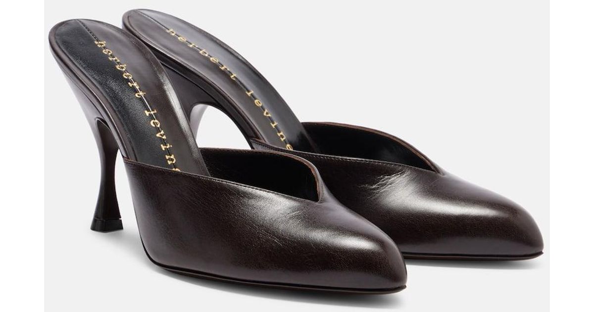 Herbert Levine Sitting Pretty 95 Leather Mules in Brown | Lyst