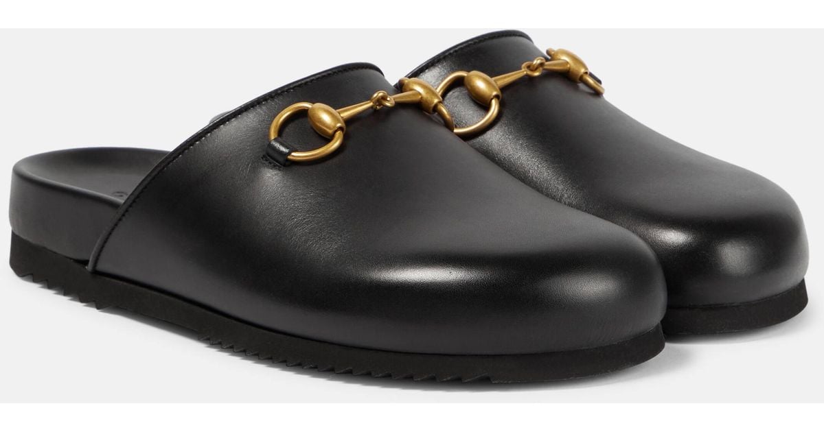 Gucci Horsebit Slipper in Black | Lyst UK