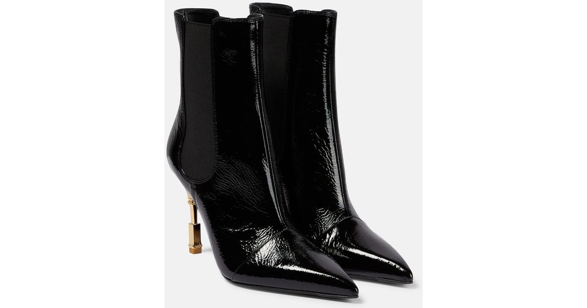 Balmain Patent Leather Ankle Boots in Black | Lyst UK