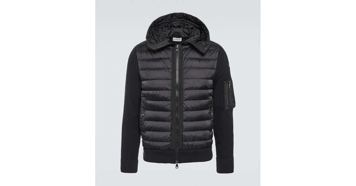 Moncler Knit Down-filled Jacket in Black for Men | Lyst