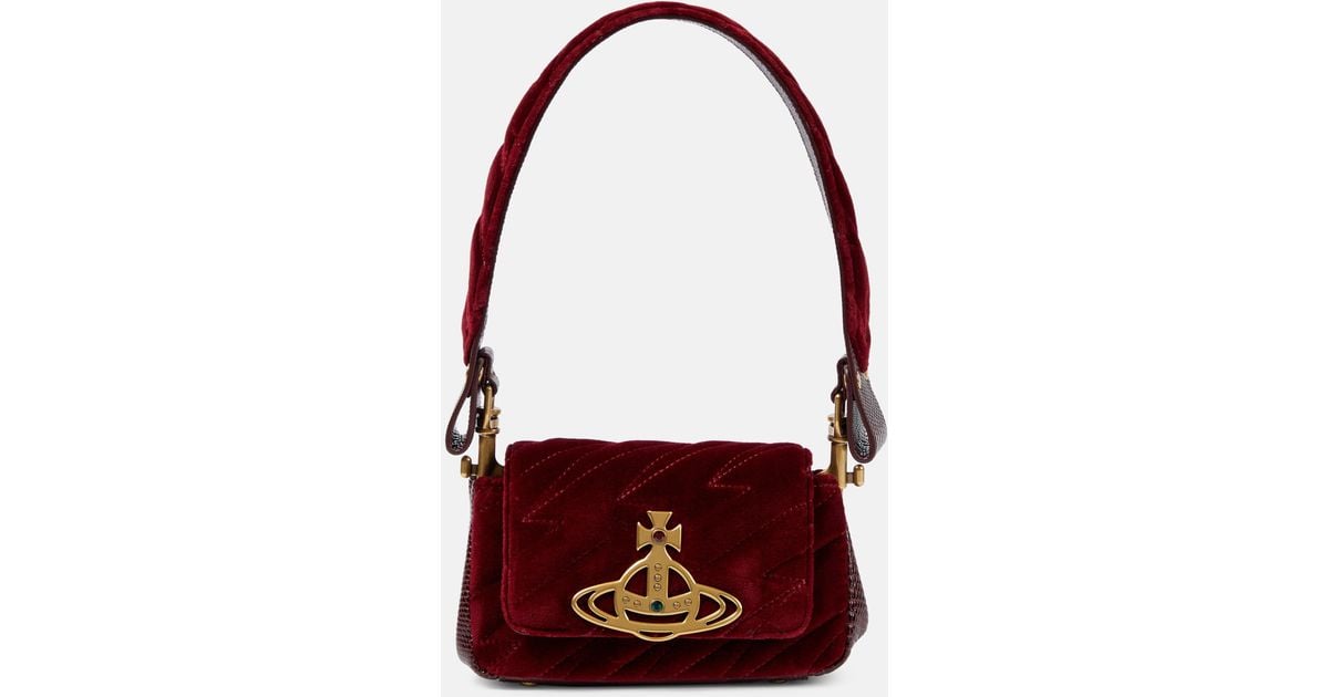 Vivienne Westwood Hazel Small Velvet Shoulder Bag in Red | Lyst