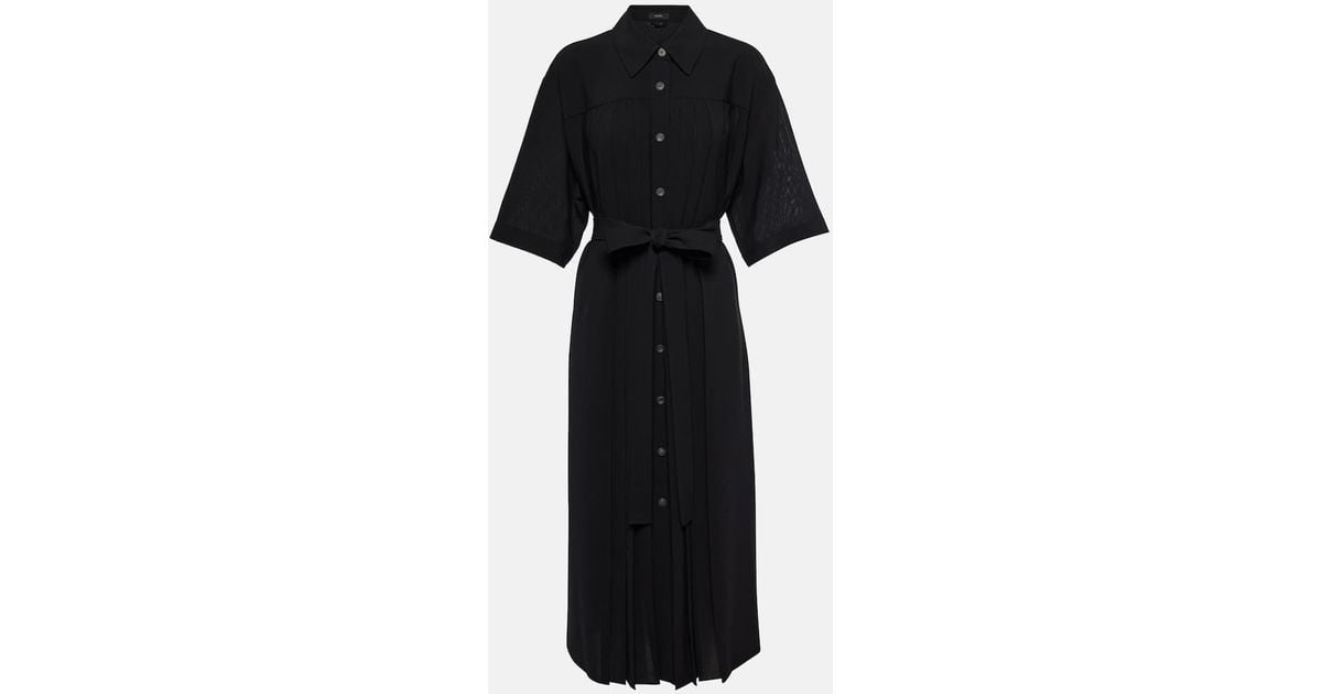 JOSEPH Arcade Plisse Midi Dress in Black | Lyst