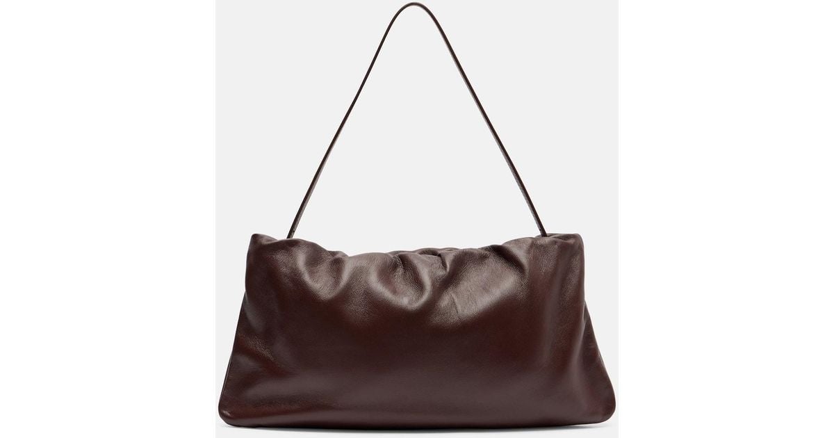 The Row Xl Bourse Leather Shoulder Bag in Brown | Lyst