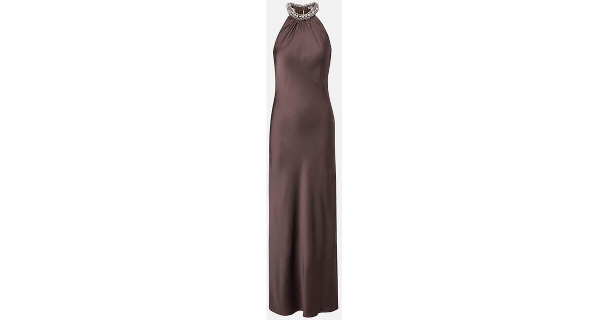 Jonathan Simkhai Embellished Satin Gown in Purple | Lyst UK