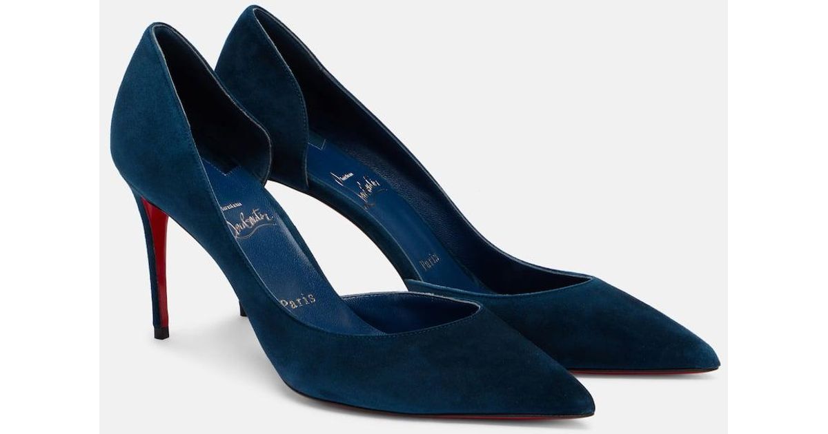Christian Louboutin Iriza 85 Suede D'Orsay Pumps in Blue | Lyst