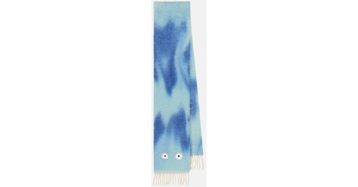 Loewe X Howl's Moving Castle Calcifer Wool And Mohair Scarf in Blue | Lyst