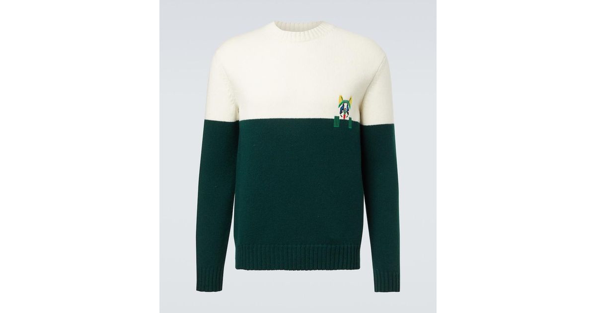 Loewe X Louis Wain Embroidered Wool Sweater in Green for Men | Lyst