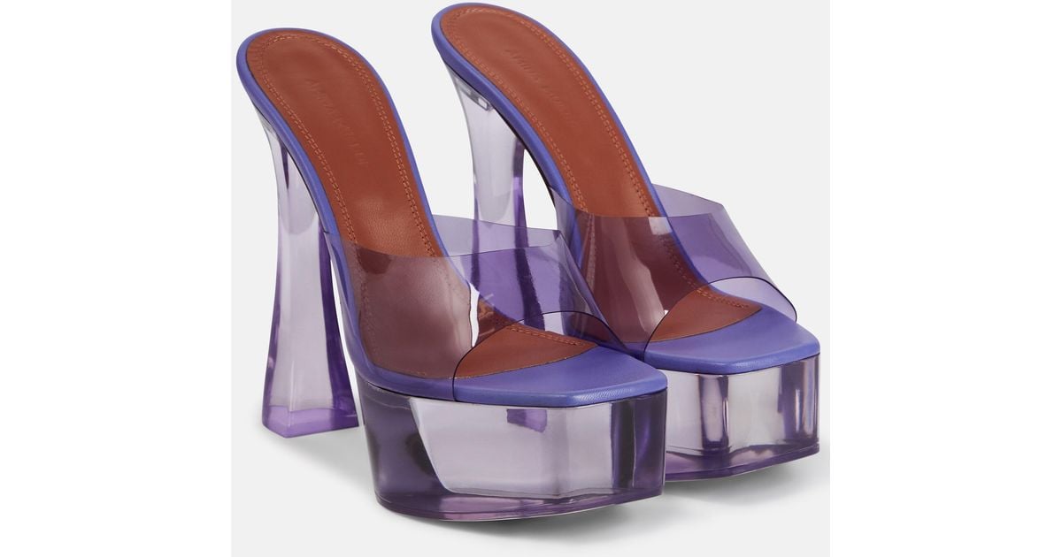 AMINA MUADDI Dalida Glass Pvc Platform Mules in Purple | Lyst