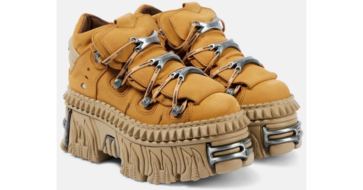 Vetements X New Rock Leather Platform Sneakers in Metallic | Lyst