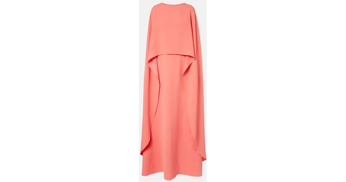 Carolina Herrera Caped Crepe Gown in Pink | Lyst UK