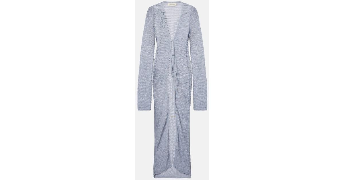 Bananhot Zorya Open-Knit Lame Beach Cover-Up in Blue | Lyst