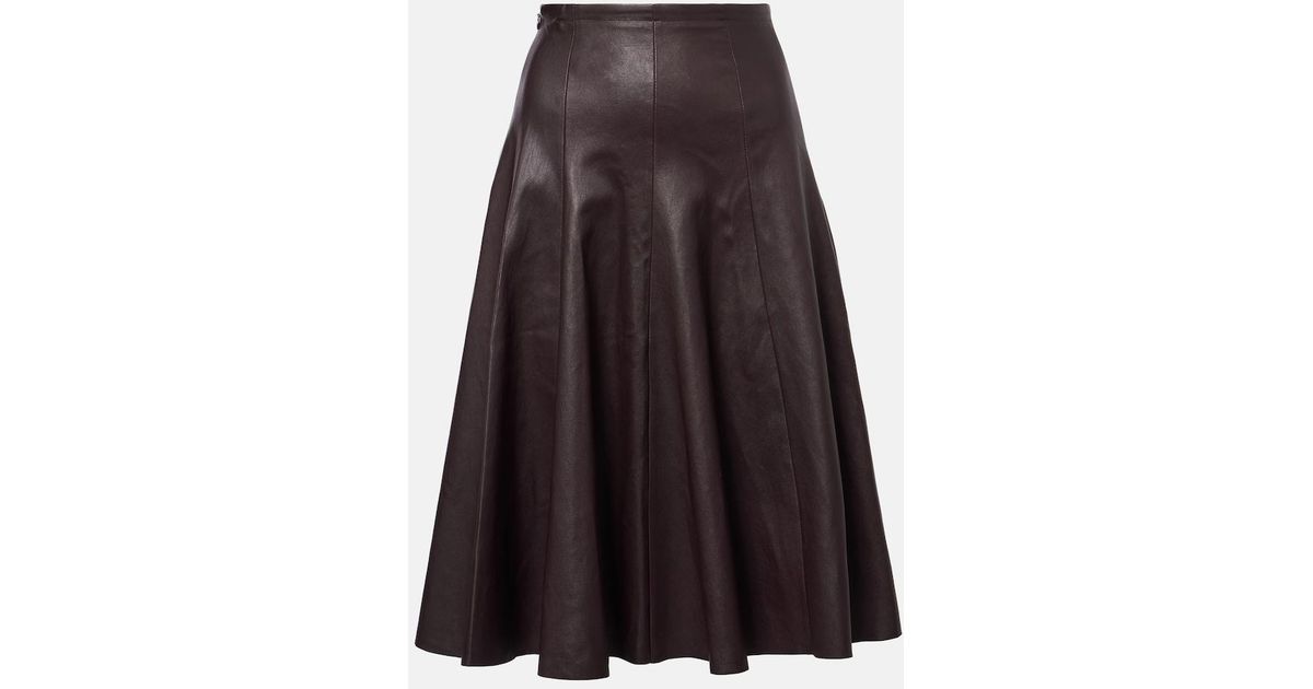 Stouls Sabrina Leather Midi Skirt in Red | Lyst