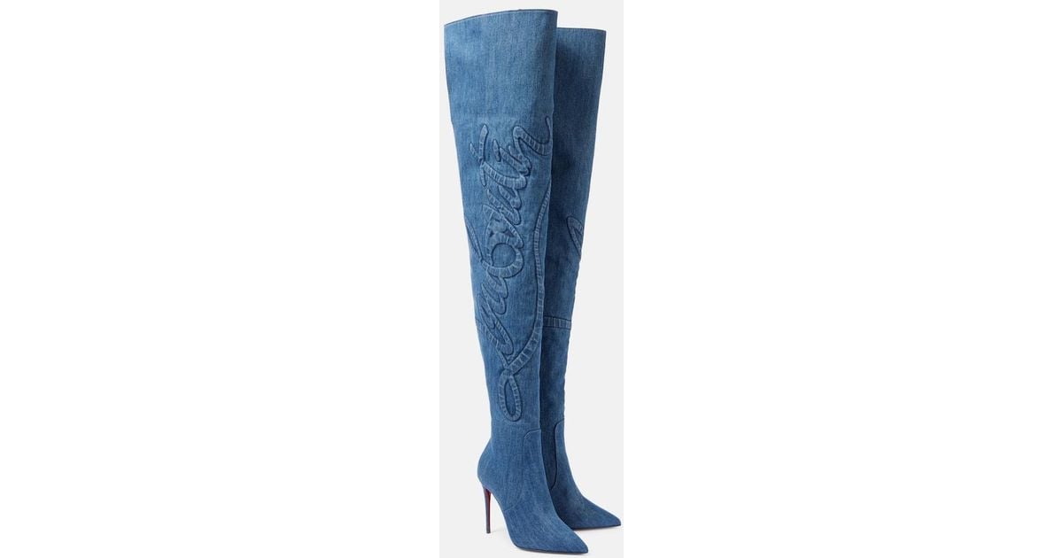Christian Louboutin Kate Botta Alta 100 Denim Over-the-knee Boots in ...