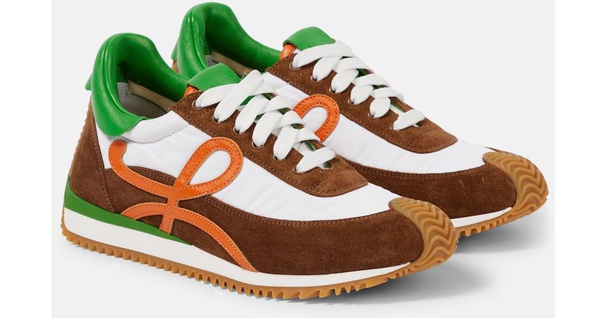 Loewe Flow Runner Suede Sneakers in Brown | Lyst