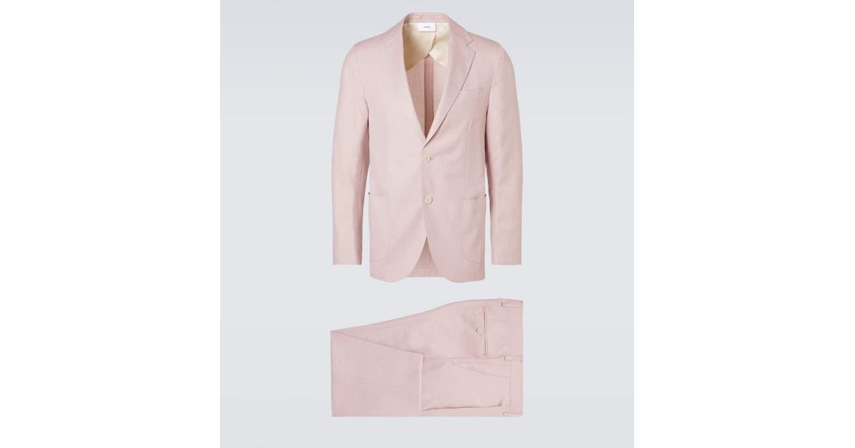 Lardini Wool, Silk, And Linen Suit in Pink for Men | Lyst UK