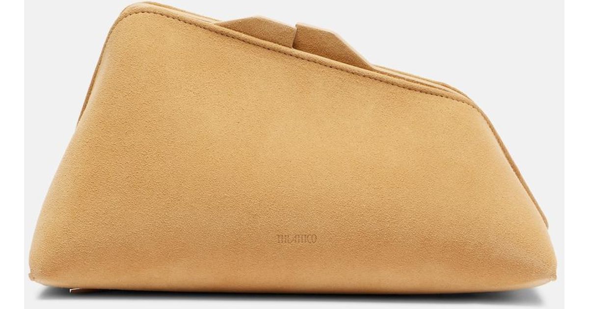 The Attico 8.30 Pm Oversized Suede Clutch in Natural | Lyst