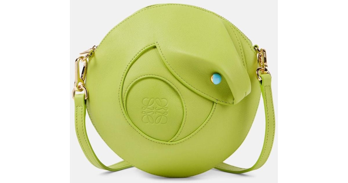 Loewe Snake Leather Shoulder Bag in Green | Lyst