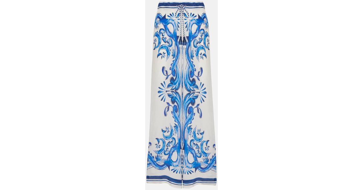 FARM Rio Garden Tiles Wide-leg Pants in Blue | Lyst