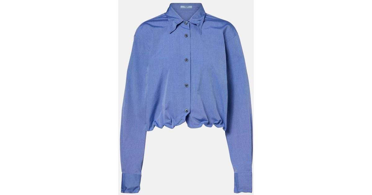 Prada Cotton Fil-A-Fil Shirt in Blue | Lyst UK
