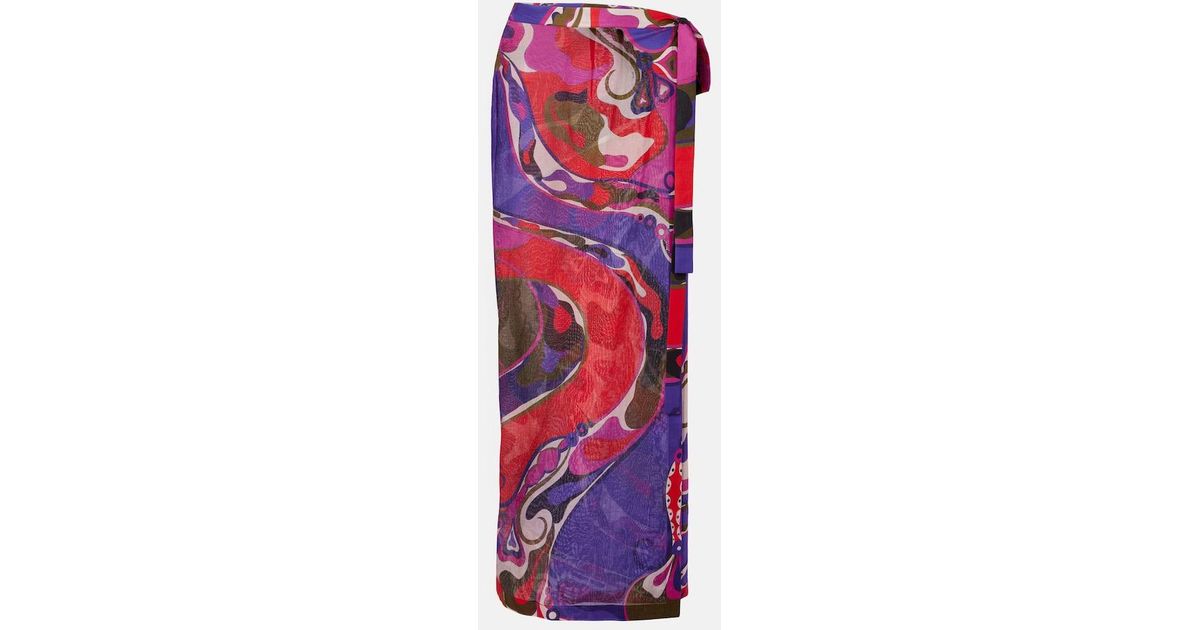 PUCCI Orchidee Cotton Wrap Skirt in Purple | Lyst UK