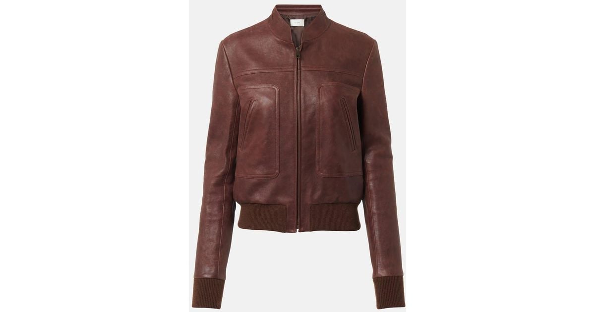 The Row Bader Leather Jacket in Brown | Lyst