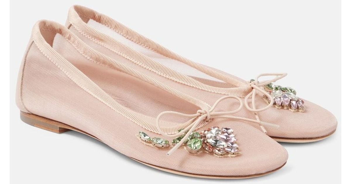 Simone Rocha Bow-Detail Embellished Ballet Flats in Pink | Lyst
