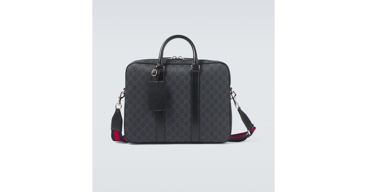 Gucci GG Canvas Briefcase in Black for Men | Lyst