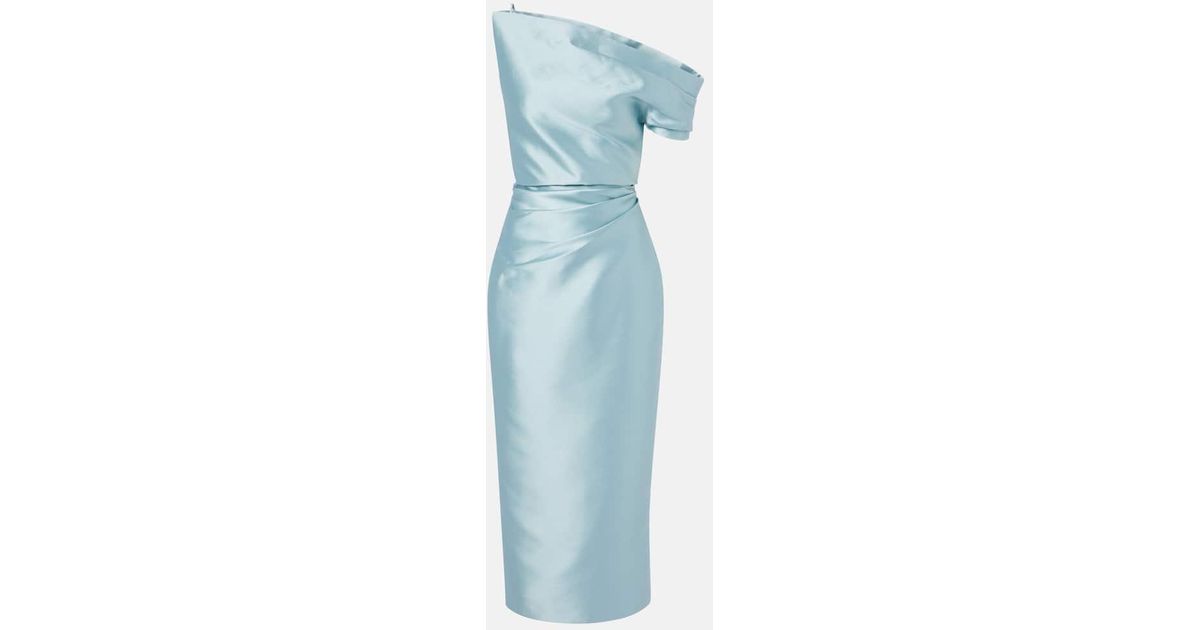Solace London Ellison Satin Cocktail Dress in Blue | Lyst UK