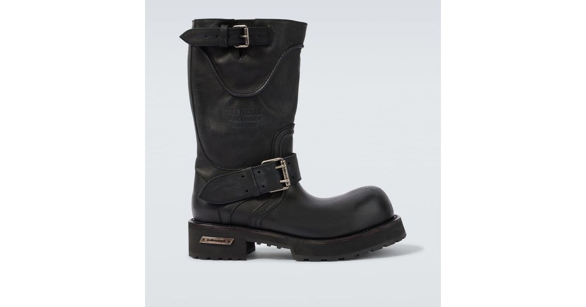 Balenciaga Venom Leather Biker Boots in Black for Men | Lyst UK