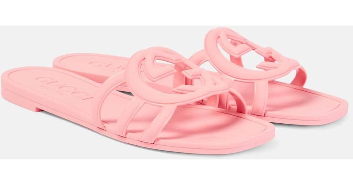 Gucci Interlocking G Slides in Pink | Lyst