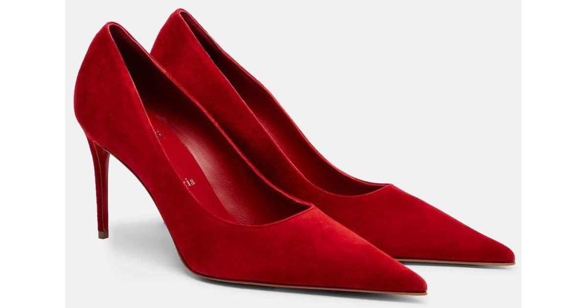 Christian Louboutin Kate Max 85 Suede Pumps in Red | Lyst