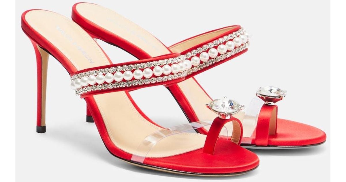 Mach & Mach Diamond Of Elizabeth 90 Satin Mules in Red | Lyst