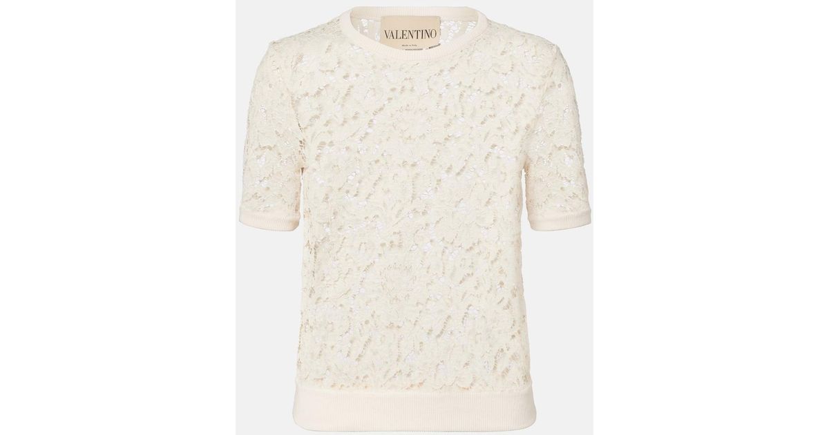 Valentino Mossi Lace Top in White | Lyst UK