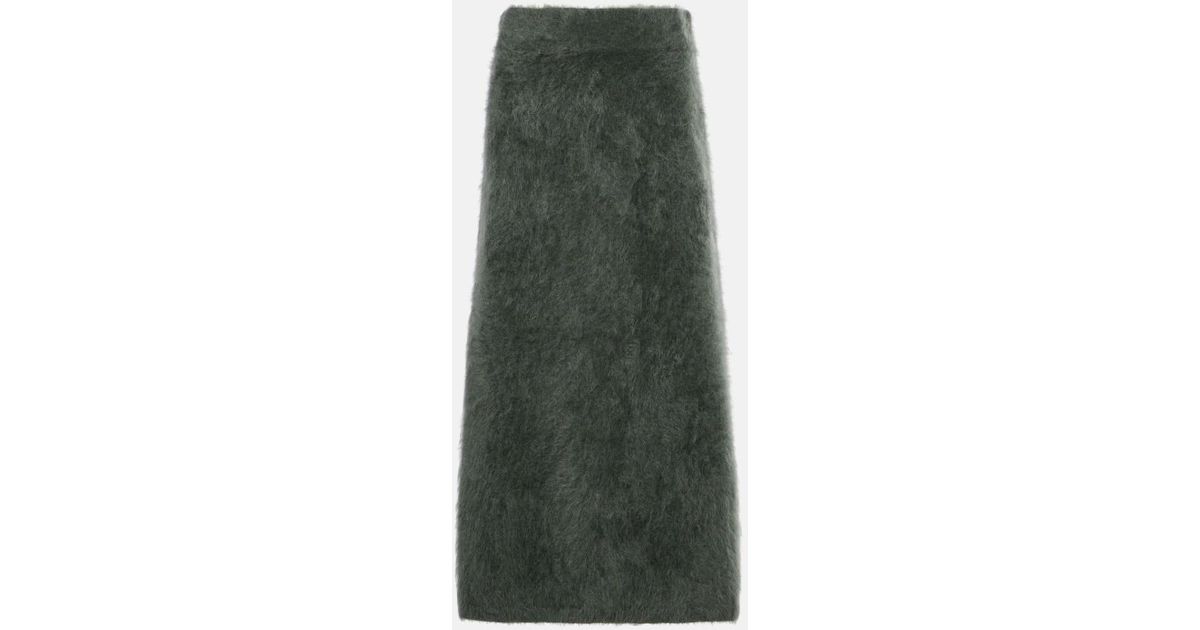 Lisa Yang Asta Knitted Cashmere Midi Skirt in Green | Lyst