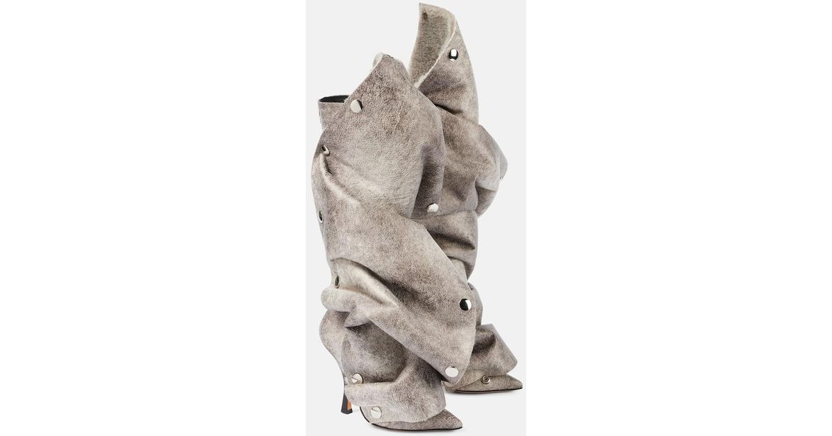 Y. Project Snap Faux Leather Knee-High Boots in Grey | Lyst UK