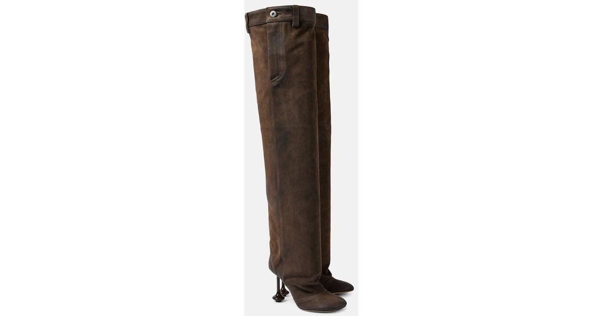 Loewe Toy Panta Leather Over-The-Knee Boots in Brown | Lyst